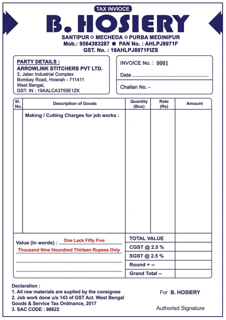 Hosiery Shop Bill Book Design PSD A4_0863 - PMC » Picturedensity